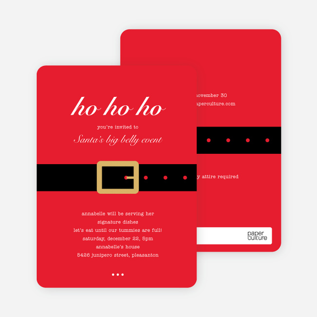 Santa Belly Holiday Party Invitations | Paper Culture