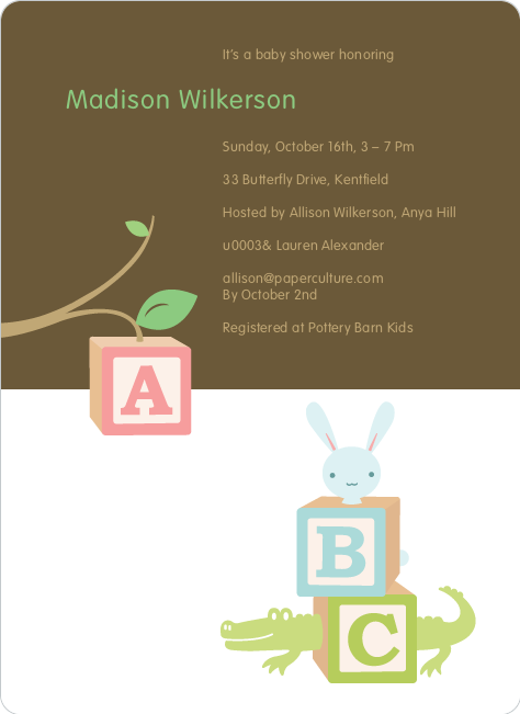 Alphabet Blocks Baby Shower Invitation | Paper Culture
