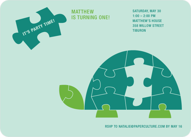 Modern Turtle First Birthday Invitation | Paper Culture