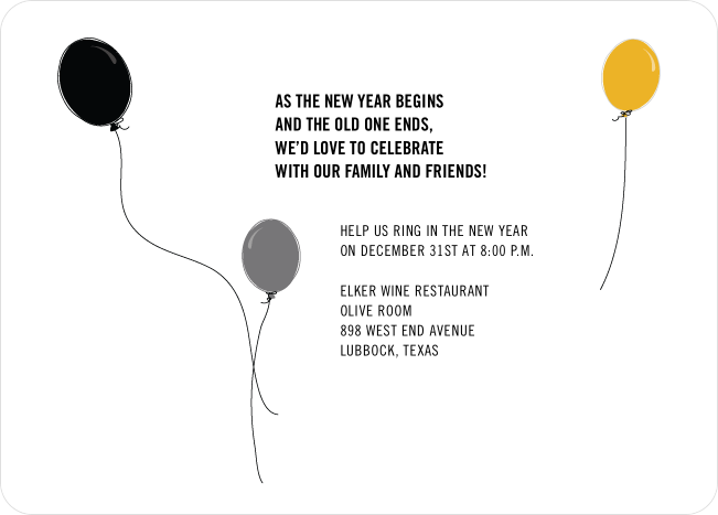 Balloon Themed New Year’s Party Invitations | Paper Culture