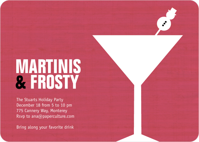 Snowman Martini Holiday Party Invitations | Paper Culture