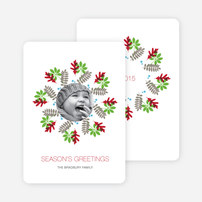 Mistletoe and Holly Wreath Christmas Cards | Paper Culture