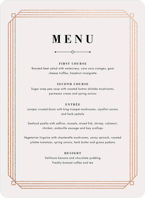 Art Deco Wedding Menus | Paper Culture