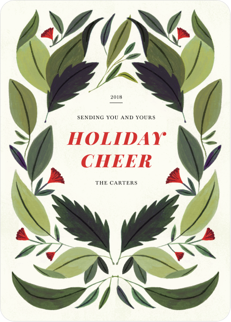 Leafy Frame Christmas Photo Cards & Holiday Photo Cards | Paper Culture