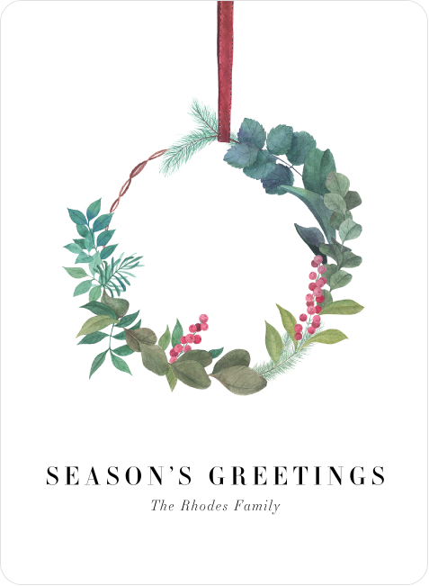 Natural Wreath Multi Photo Holiday Cards | Paper Culture