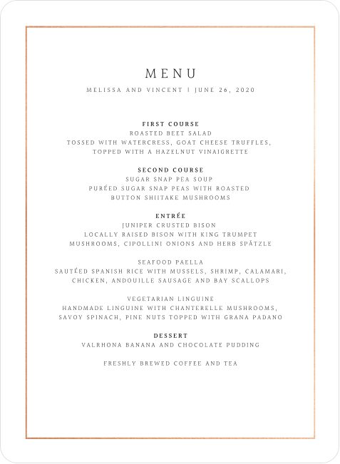 Modern Meets Vintage Wedding Menus | Paper Culture