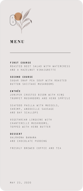 Artistic Flowers Wedding Menus | Paper Culture