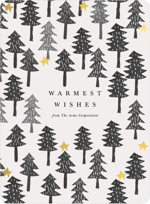 Foil Twinkle Forest Corporate Holiday Cards | Paper Culture