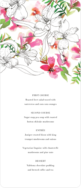 Sophisticated Lilies Wedding Menus | Paper Culture