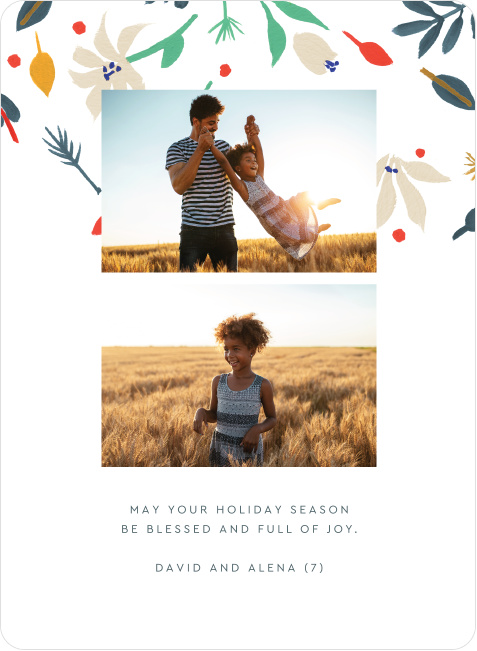 Foil Colorful Florals Multi Photo Holiday Cards | Paper Culture