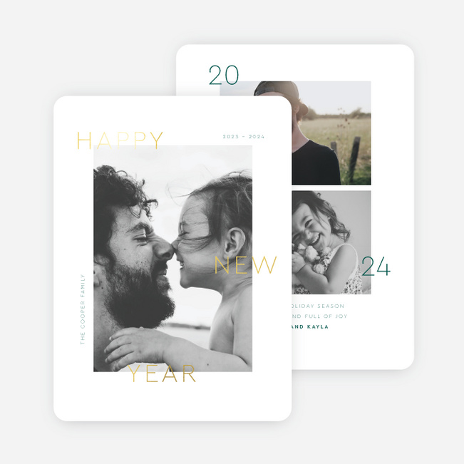 Foil Narrow Type New Year Cards and Invitations | Paper Culture